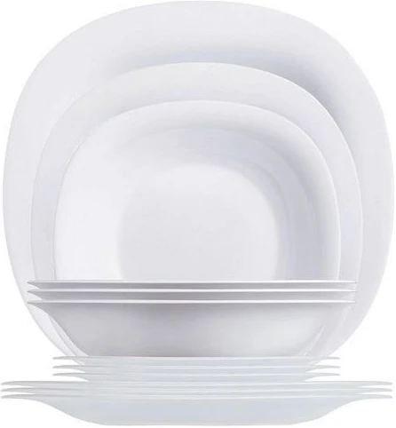 Luminarc 18 Piece Plates, Side Plates And Bowls Dinner Set, White ...