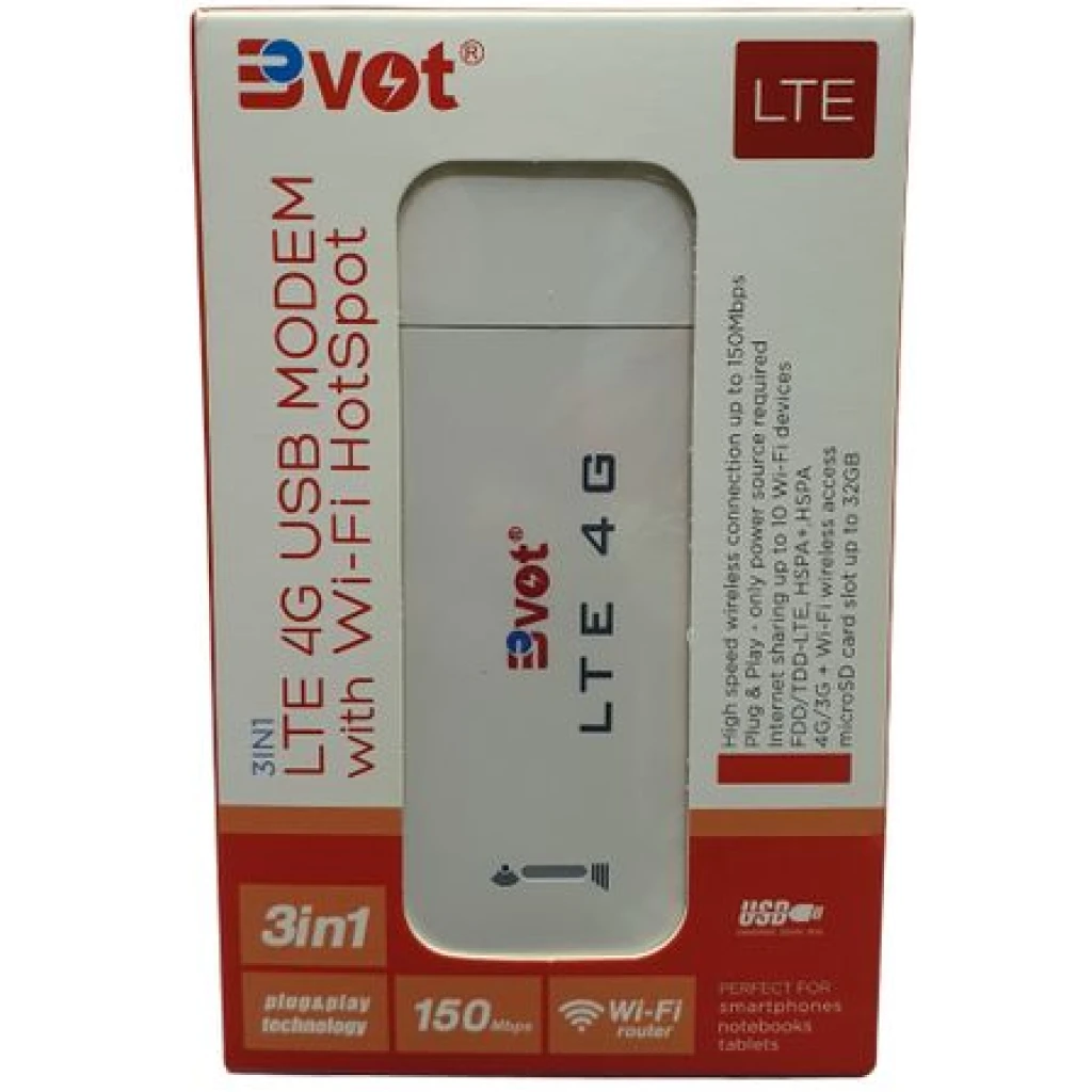 BVOT 4G LTE Simcard Unlocked Wi-Fi Modem/Router Wingle Hotspot - White | TilyExpress Uganda
