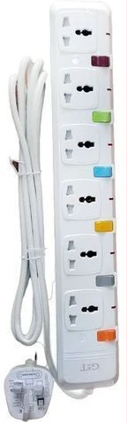 G & T 6 Way Extension With 3 meters Cable - White | TilyExpress Uganda